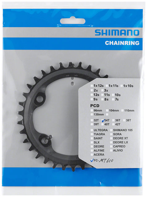 Bikeman: Shimano FC-MT610 Chainring - 34t, 12-Speed, Asymmetric 96 BCD, Black